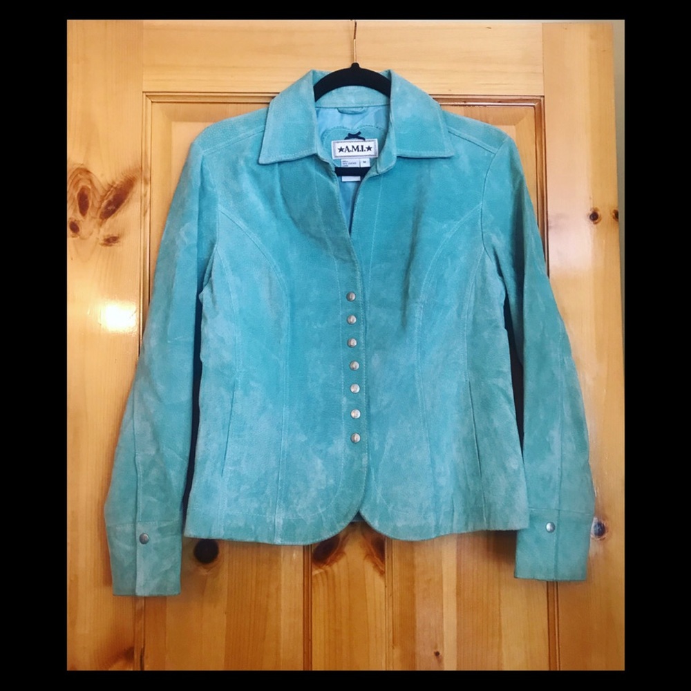 Vintage Turquoise Suede Leather Jacket - Gem